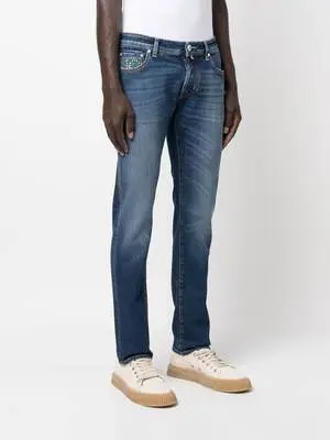 Jacob Cohen Embroidered-logo Slim-fit Jeans