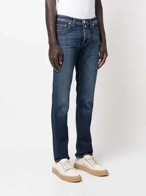 Jacob Cohen Embroidered-logo Slim Jeans - Blue