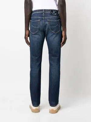 Jacob Cohen Embroidered-logo Slim Jeans - Blue