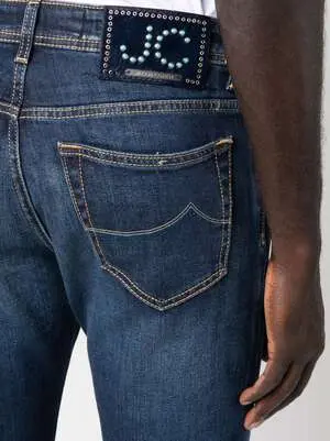 Jacob Cohen Embroidered-logo Slim Jeans - Blue