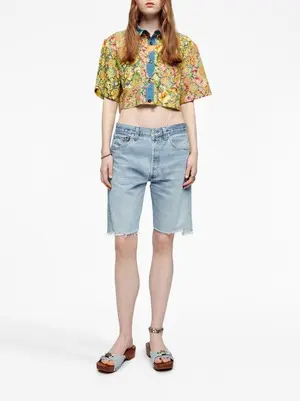 RE/DONE Patchwork-design Cropped Shirt