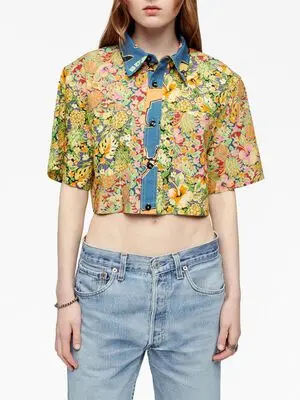 RE/DONE Patchwork-design Cropped Shirt