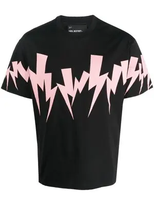 Neil Barrett Thunderbolt-print Cotton T-shirt - Black