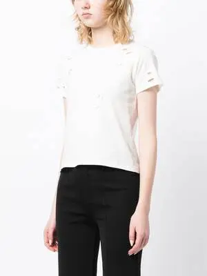 Cynthia Rowley Punch-hole Detail Cotton T-shirt - White