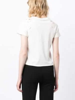 Cynthia Rowley Punch-hole Detail Cotton T-shirt - White
