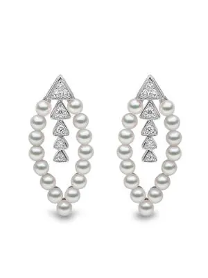 Yoko London 18kt White Gold Raindrop Akoya Pearl And Diamond Earrings - Silver