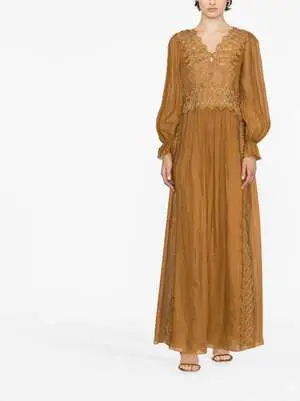 Alberta Ferretti Lace Linen Long Dress