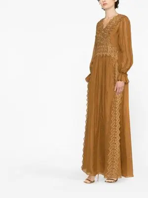 Alberta Ferretti Lace Linen Long Dress