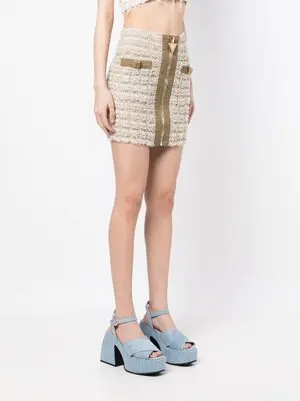 Balmain Tweed Mini Skirt - Neutrals