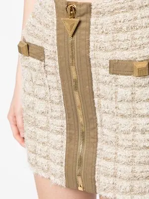 Balmain Tweed Mini Skirt - Neutrals