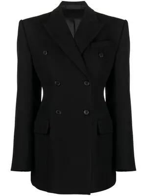 Wardrobe.NYC Contour Double-breasted Blazer - Black