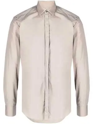 LANVIN Spread-collar Cotton Shirt - Neutrals