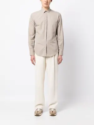 LANVIN Spread-collar Cotton Shirt - Neutrals