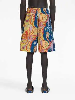 Marni Graphic-print Drop-crotch Shorts - Blue