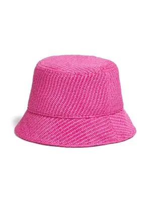 Marni Embroidered-Logo Woven Bucket Hat In Pink - 37% Off 