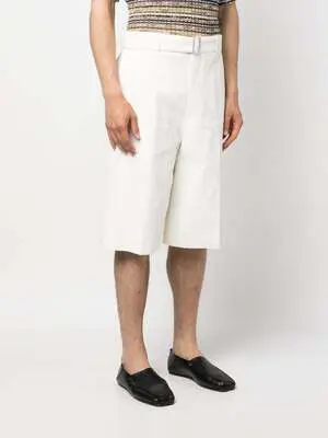 JIL SANDER Flared Linen Bermuda Shorts