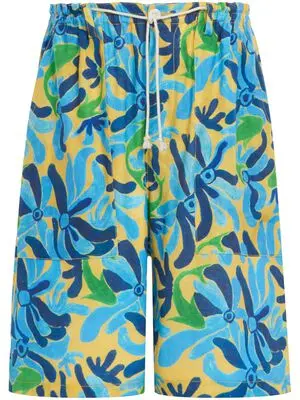 Marni Graphic-print Drop-crotch Shorts - Blue
