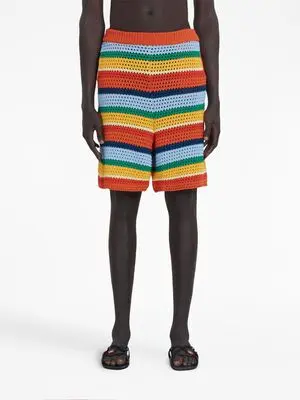 Marni Crochet-knit Striped Shorts