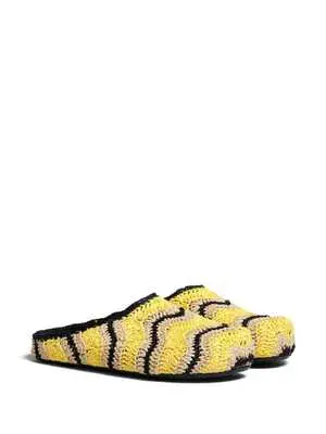 Marni Fussbett Raffia Slippers - Yellow