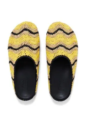 Marni Fussbett Raffia Slippers - Yellow