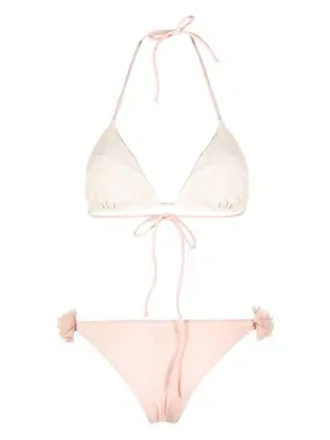 LA REVECHE Shayna Floral-appliqué Bikini - Pink