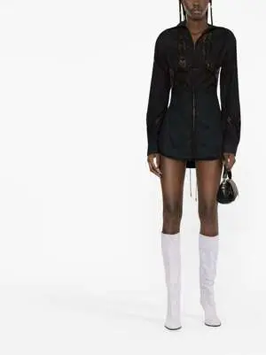 MARINE SERRE Lace-detail Shirt Dress