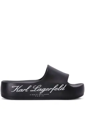 Karl Lagerfeld Logo-print Flat Slides - Black