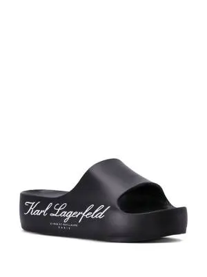 Karl Lagerfeld Logo-print Flat Slides - Black
