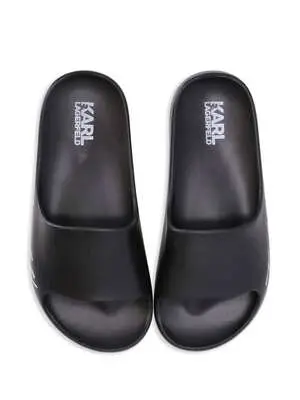 Karl Lagerfeld Logo-print Flat Slides - Black