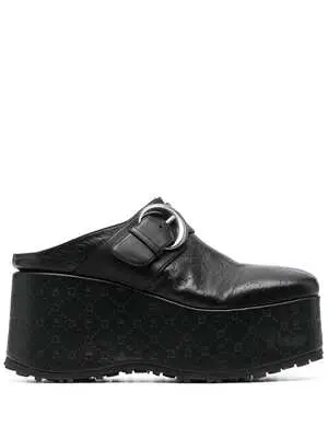 MARINE SERRE Moonogram 86mm Heel Leather Clogs