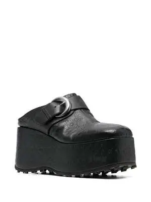 MARINE SERRE Moonogram 86mm Heel Leather Clogs