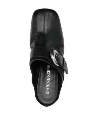 MARINE SERRE Moonogram 86mm Heel Leather Clogs