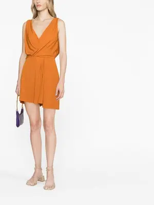 Alberta Ferretti Draped V-neck Dress