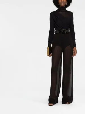 Saint Laurent Semi-sheer Wide-leg Trousers