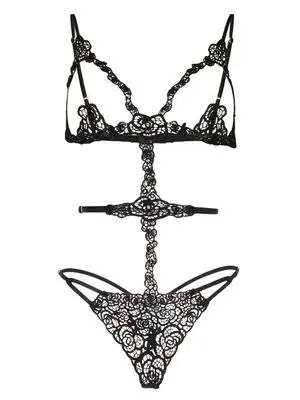 FLEUR DU MAL Guipure Bodysuit - Black