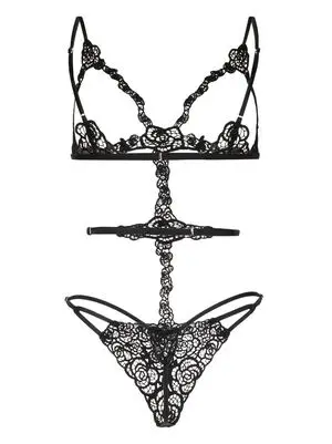FLEUR DU MAL Guipure Bodysuit - Black