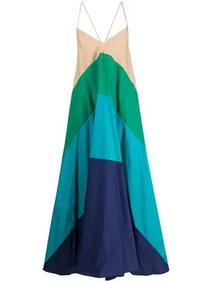 SEMICOUTURE Colourblock V-neck Dress Blue
