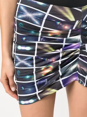 MAISIE WILEN Graphic-print Ruched Miniskirt - Black