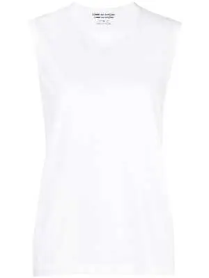 Comme Des Garçons Crew Neck Cotton Vest Top - White