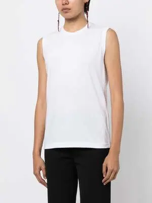 Comme Des Garçons Crew Neck Cotton Vest Top - White