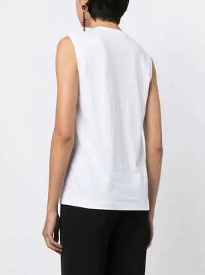 Comme Des Garçons Crew Neck Cotton Vest Top - White