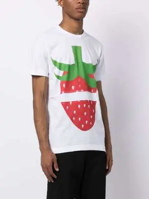 Comme Des Garçons Strawberry-print Cotton T-shirt