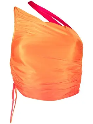 ANDREĀDAMO Gradient-effect One-shoulder Top - Orange