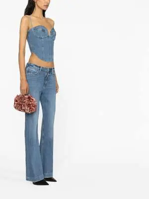 Magda Butrym Cropped Denim Bustier Top