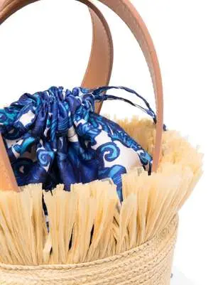 La DoubleJ Fringe Raffia Bucket Bag