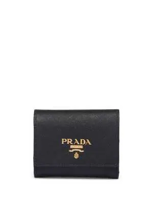 Prada Small Logo-lettering Leather Wallet - Black