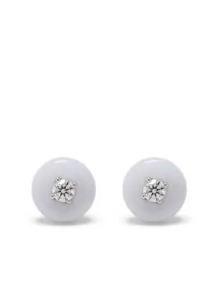 Fernando Jorge 18kt White Gold Orbit Chalcedony Diamond Stud Earrings - Silver