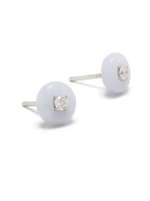 Fernando Jorge 18kt White Gold Orbit Chalcedony Diamond Stud Earrings - Silver