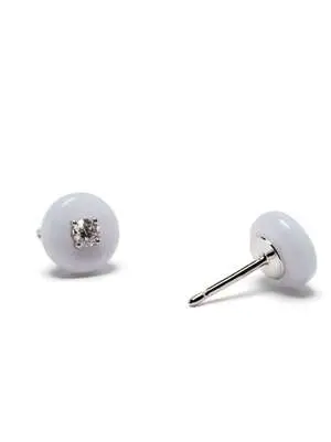 Fernando Jorge 18kt White Gold Orbit Chalcedony Diamond Stud Earrings - Silver