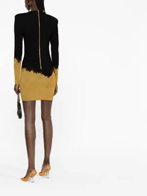 Balmain Long-sleeve Two-tone Dress